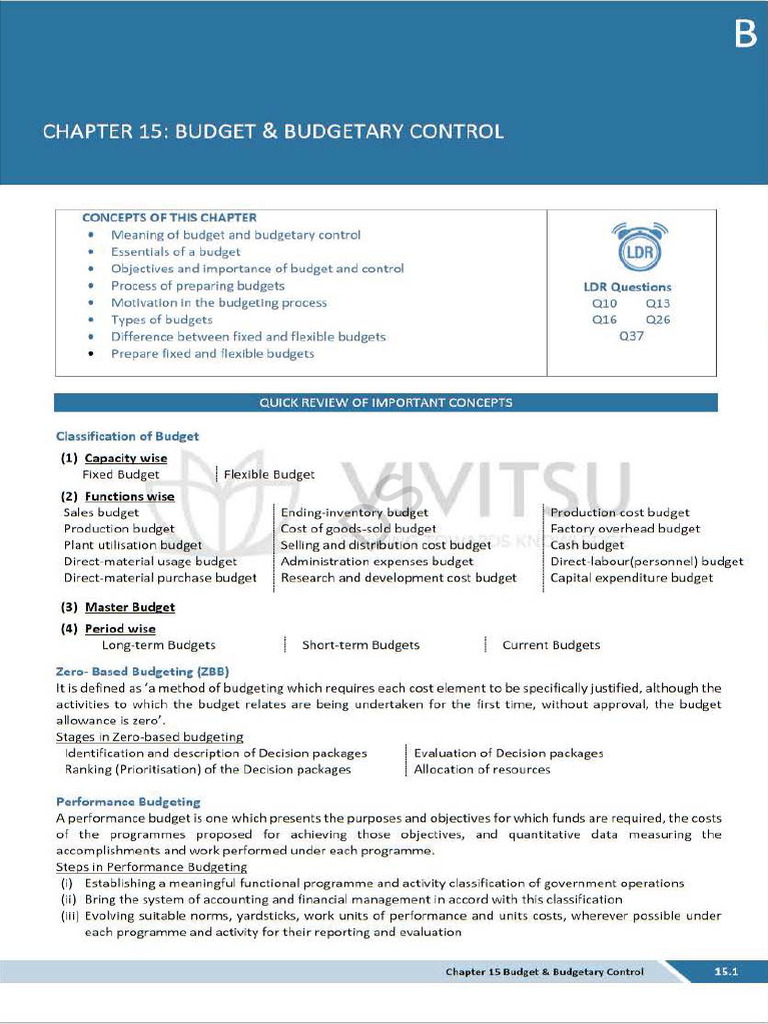 Budgeting Concepts and Control Techniques | PDF | Government Budget ...