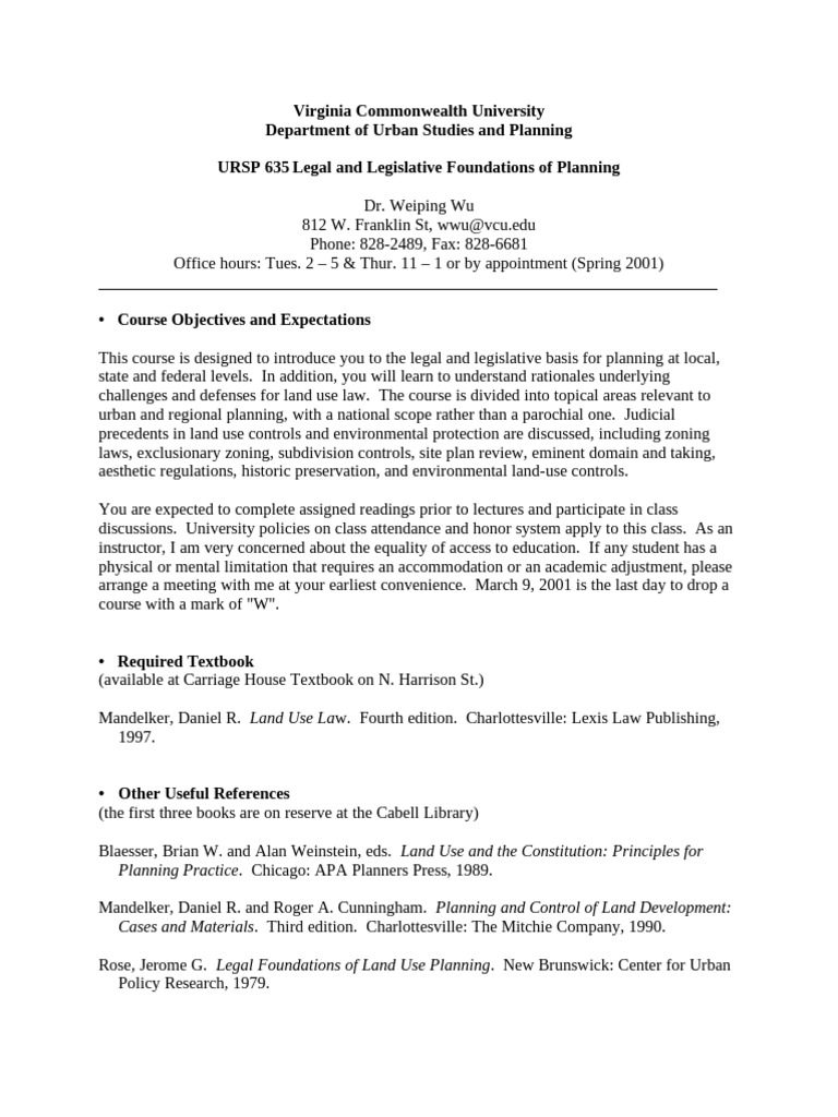 Legal Foundations of Urban Planning Course | PDF | Zoning | Contract Clause