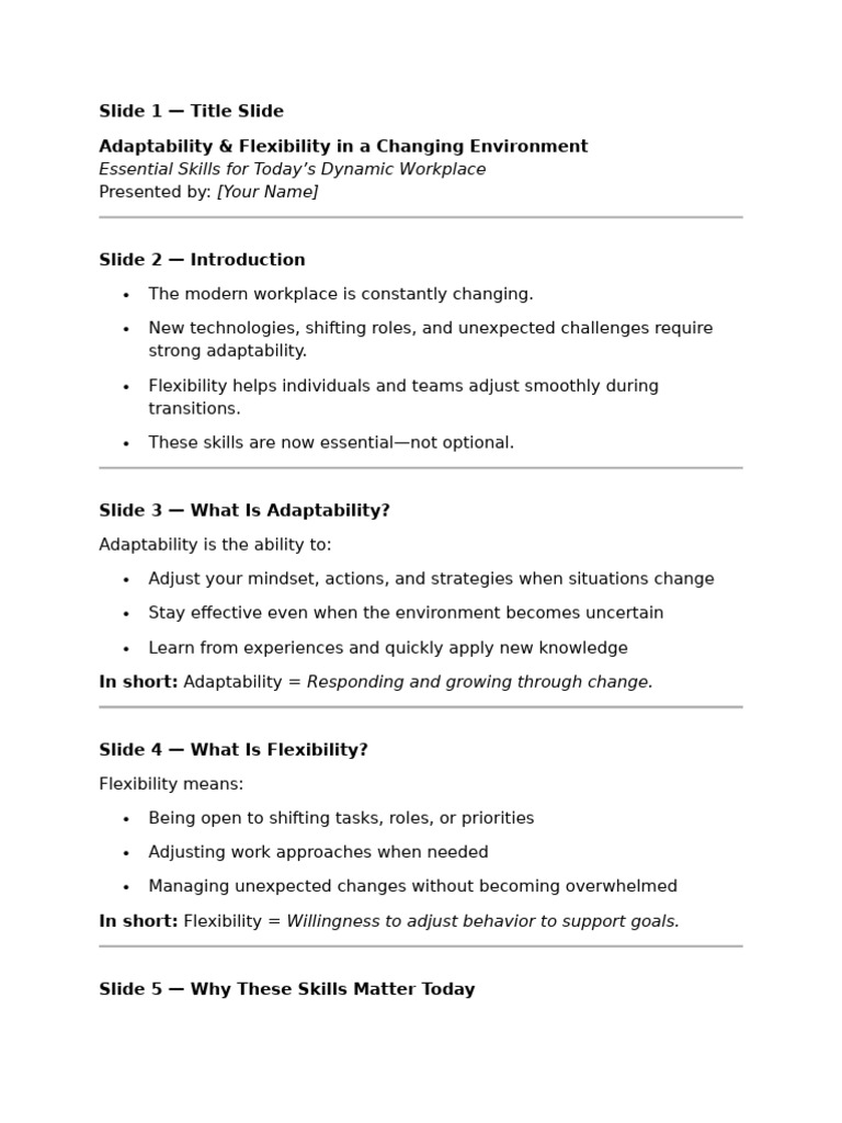 Adaptability and Flexibility Skills | PDF | Cognition | Learning