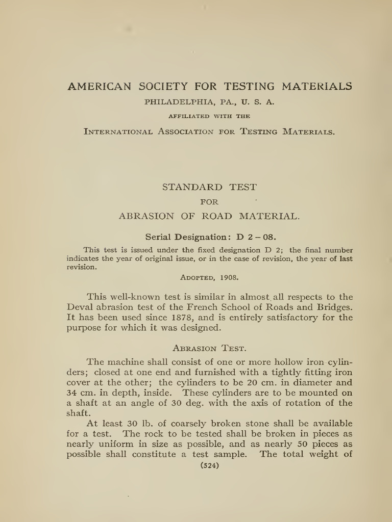 ASTM Standard Test for Road Material Abrasion | PDF