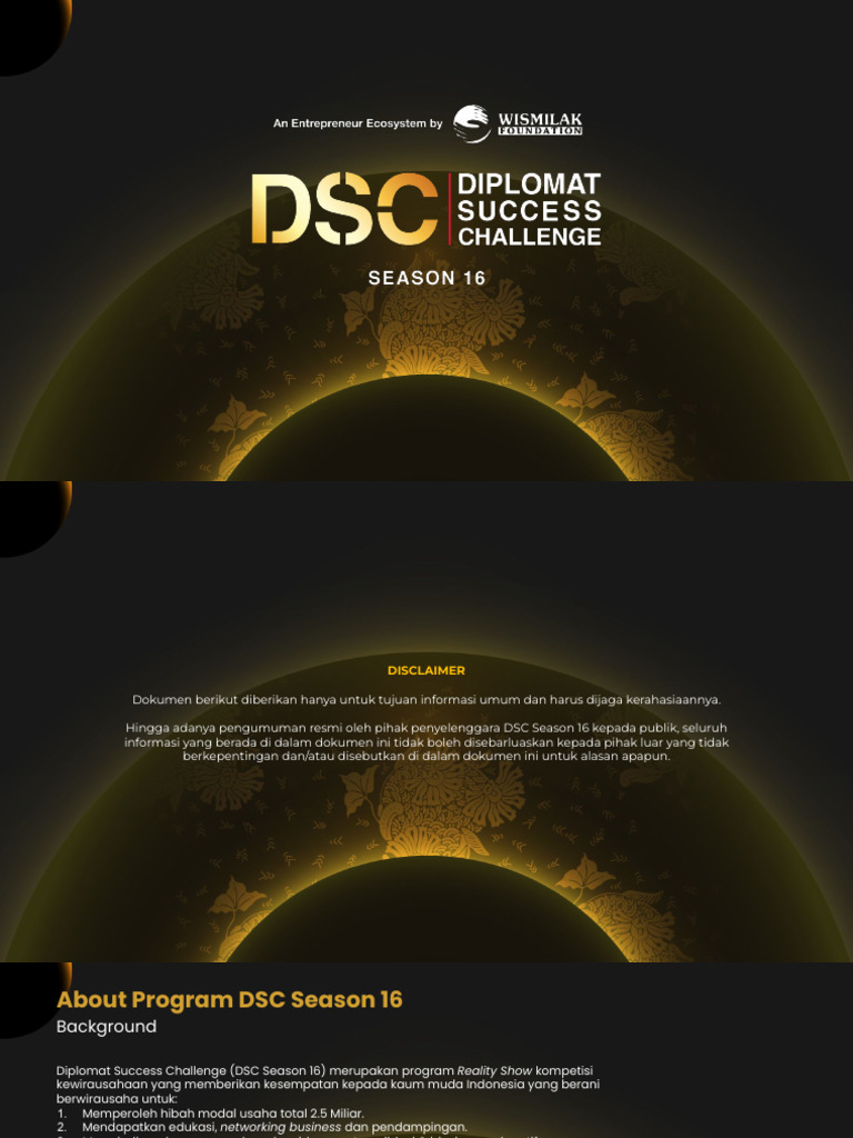 Kompetisi DSC Season 16: Peluang Wirausaha | PDF