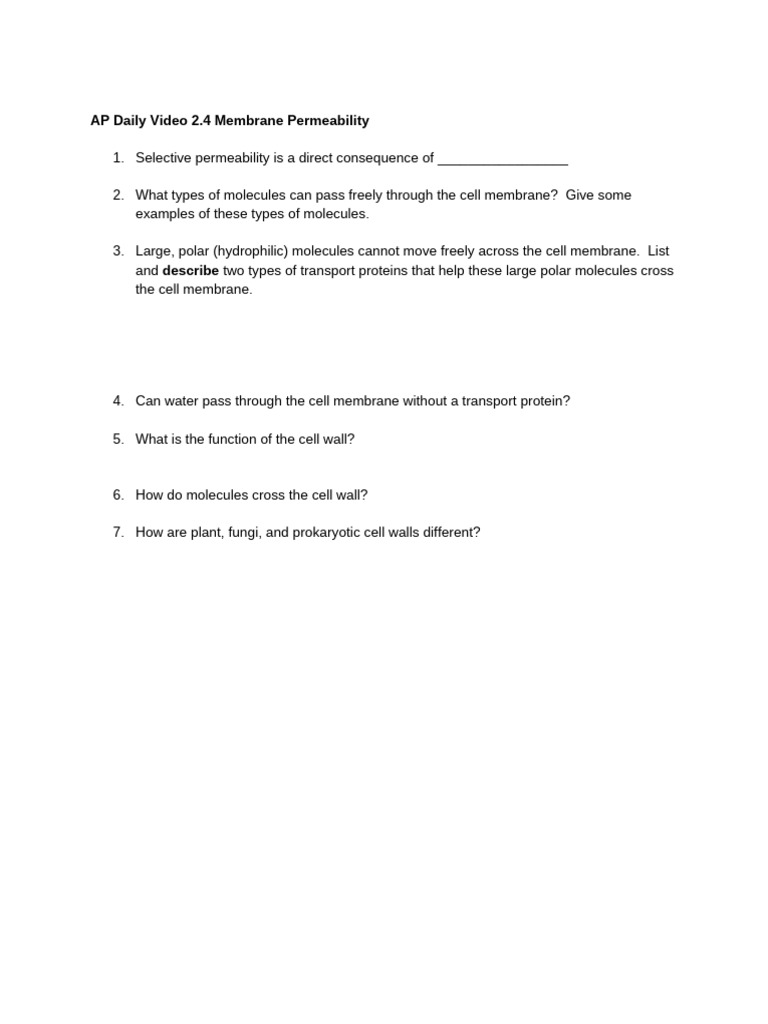 AP Daily Video 2.4 Membrane Permeability-1 | PDF