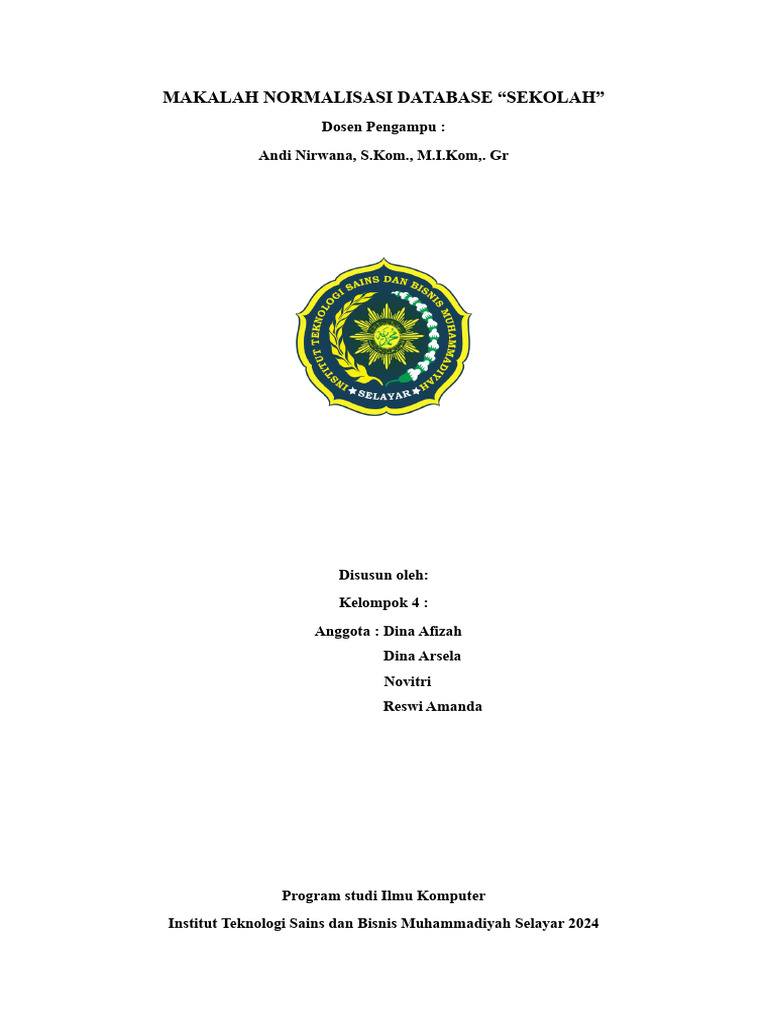 Normalisasi Database Sekolah 2024 | PDF