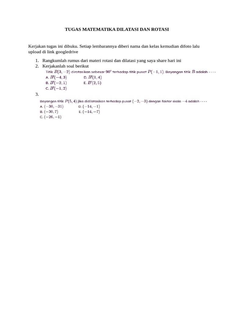 Tugas Matematika: Rotasi dan Dilatasi | PDF