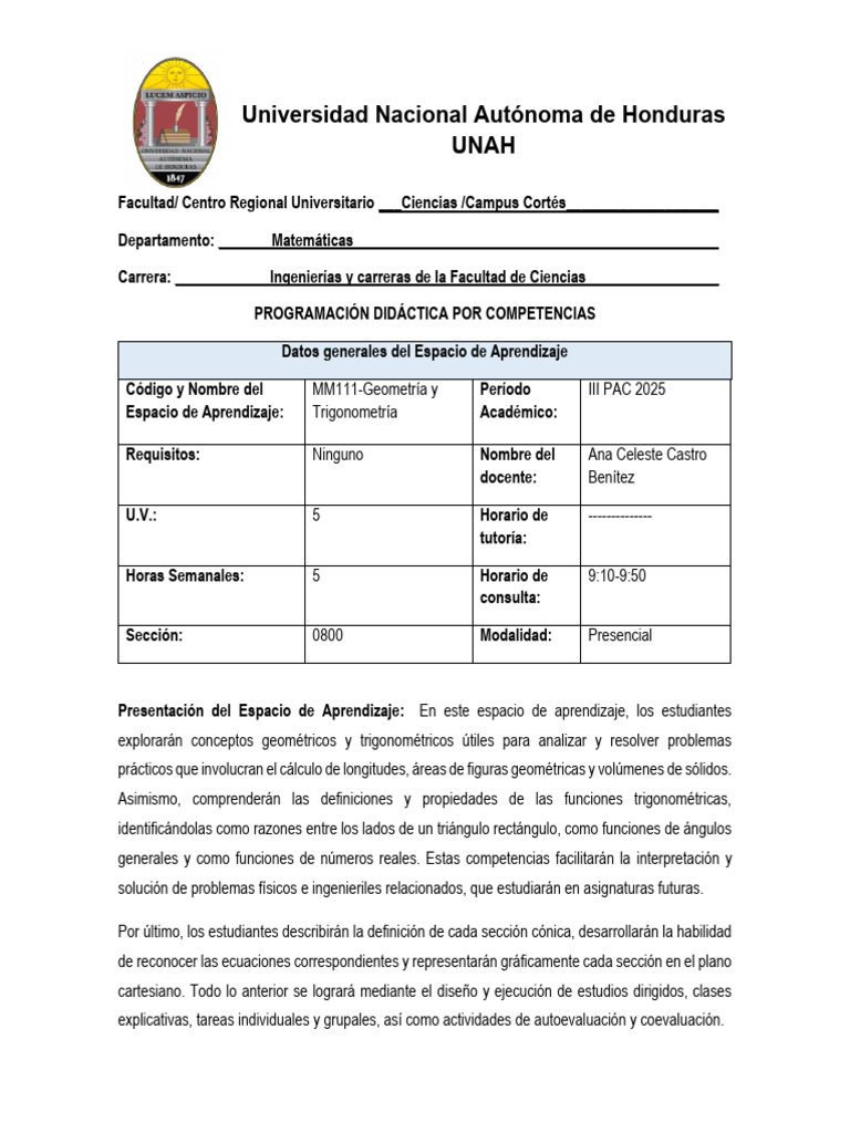 Programación Didáctica MM111 IIPAC2025 | PDF | Trigonometría | Funciones trigonométricas