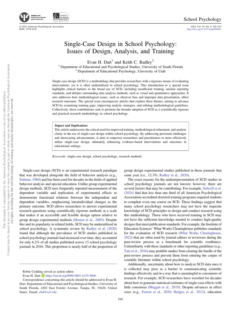 Enhancing Single-Case Design in School Psychology | PDF | Methodology ...