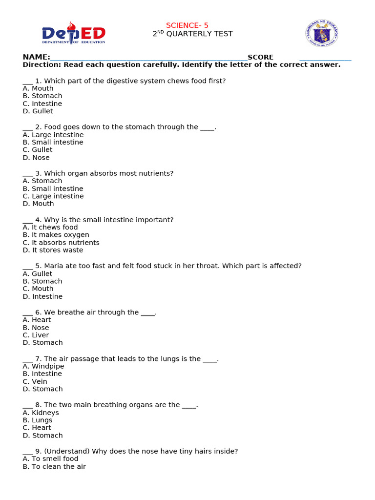 SCIENCE-5-PT-with-TOS-Q2 | PDF | Mammals | Penis