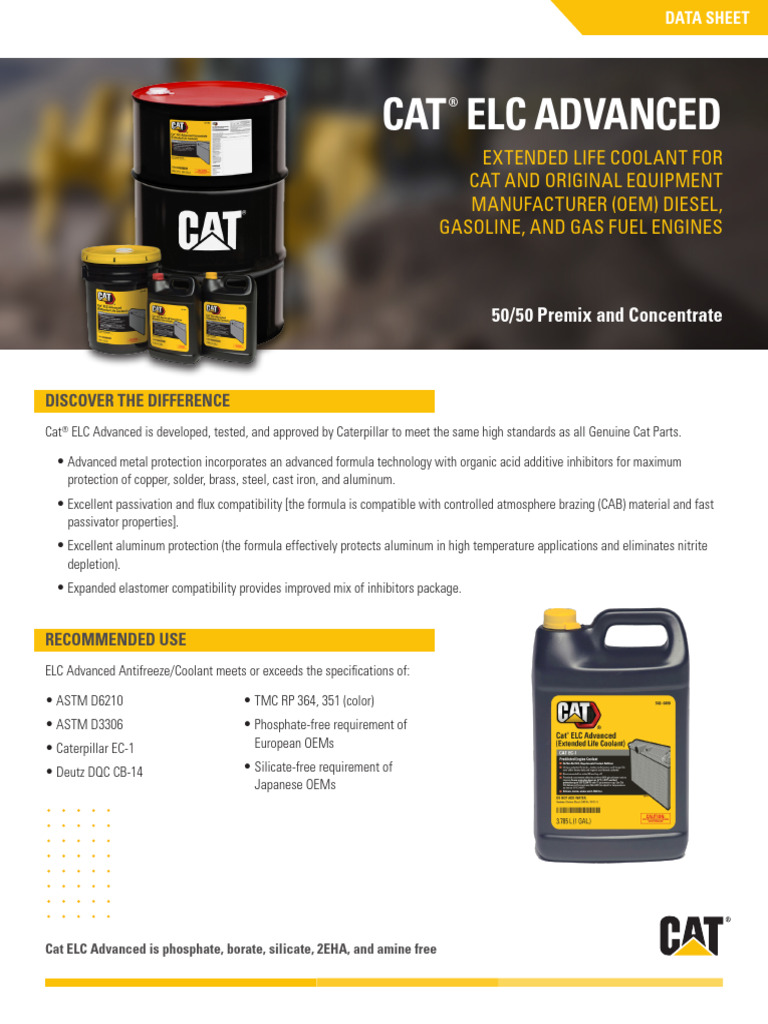 Cat Elc (Extended Life Coolant) Datasheet | PDF | Materials | Chemical ...