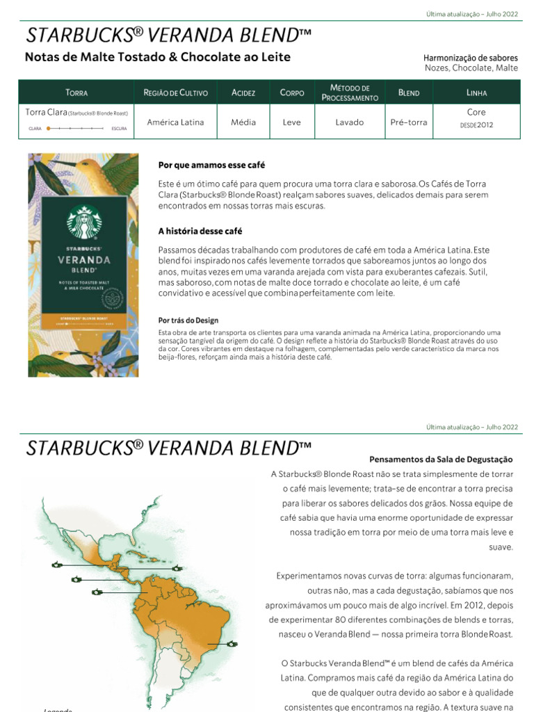Ficha Técnica - Veranda Blend | PDF | Starbucks | Café