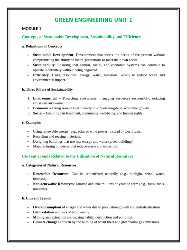 GREEN ENGINEERING UNIT 1 NOTES | PDF | Life Cycle Assessment ...