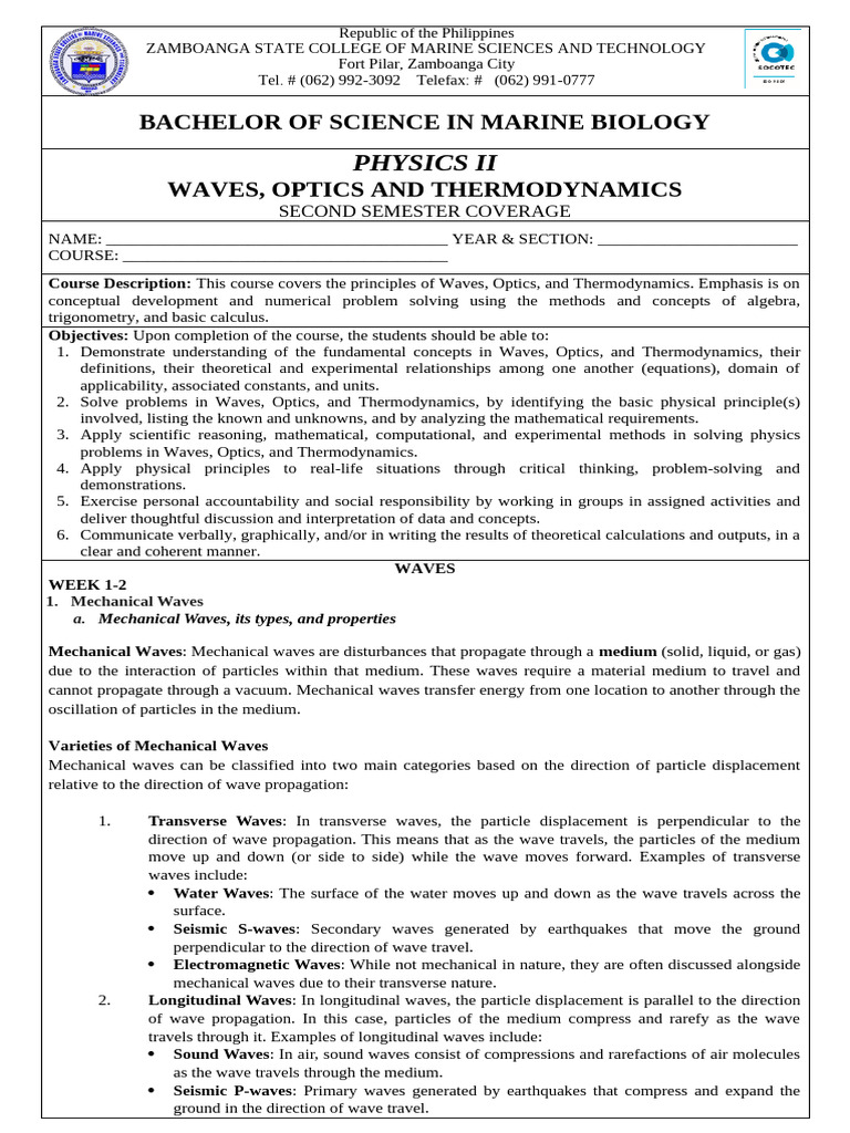 Handouts | PDF | Waves | Wavelength