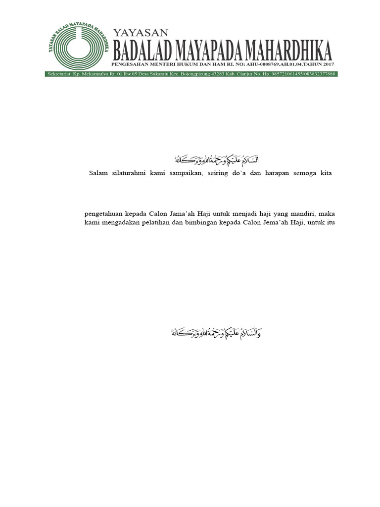 Permohonan Izin KBIH Banu Mansur Cianjur | PDF