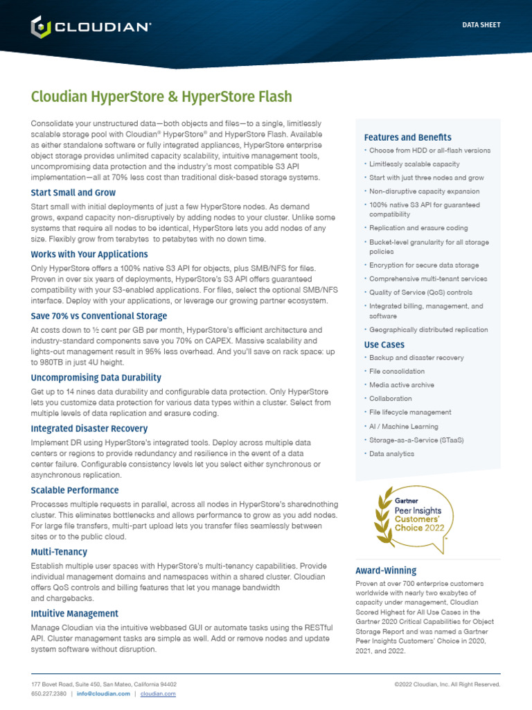 Cloudian HyperStore Object Storage | PDF | Cloud Computing | Computer ...