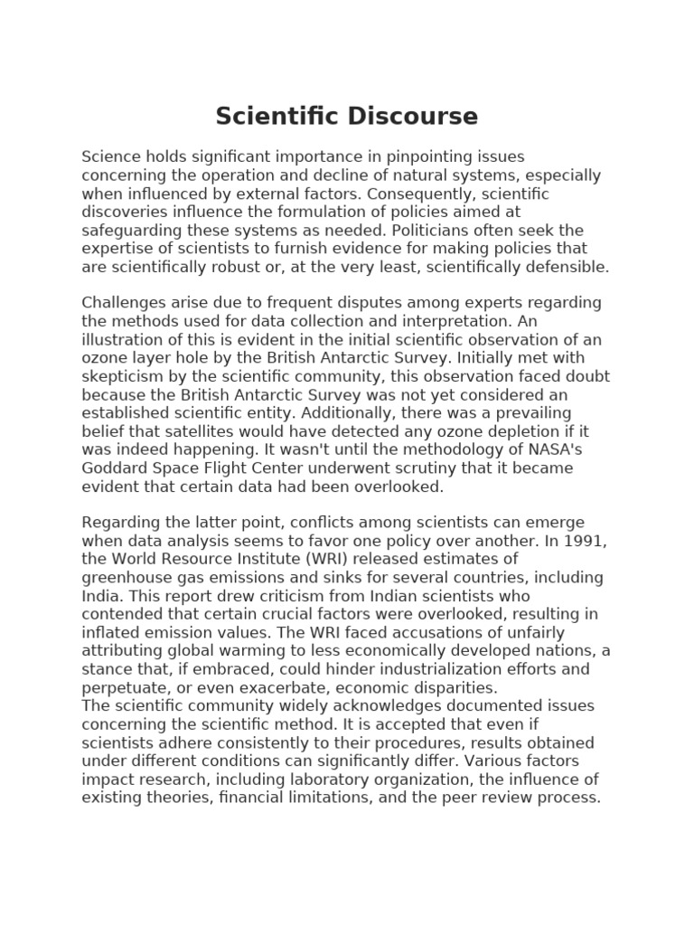 Scientific Discourse | PDF | Policy | Science