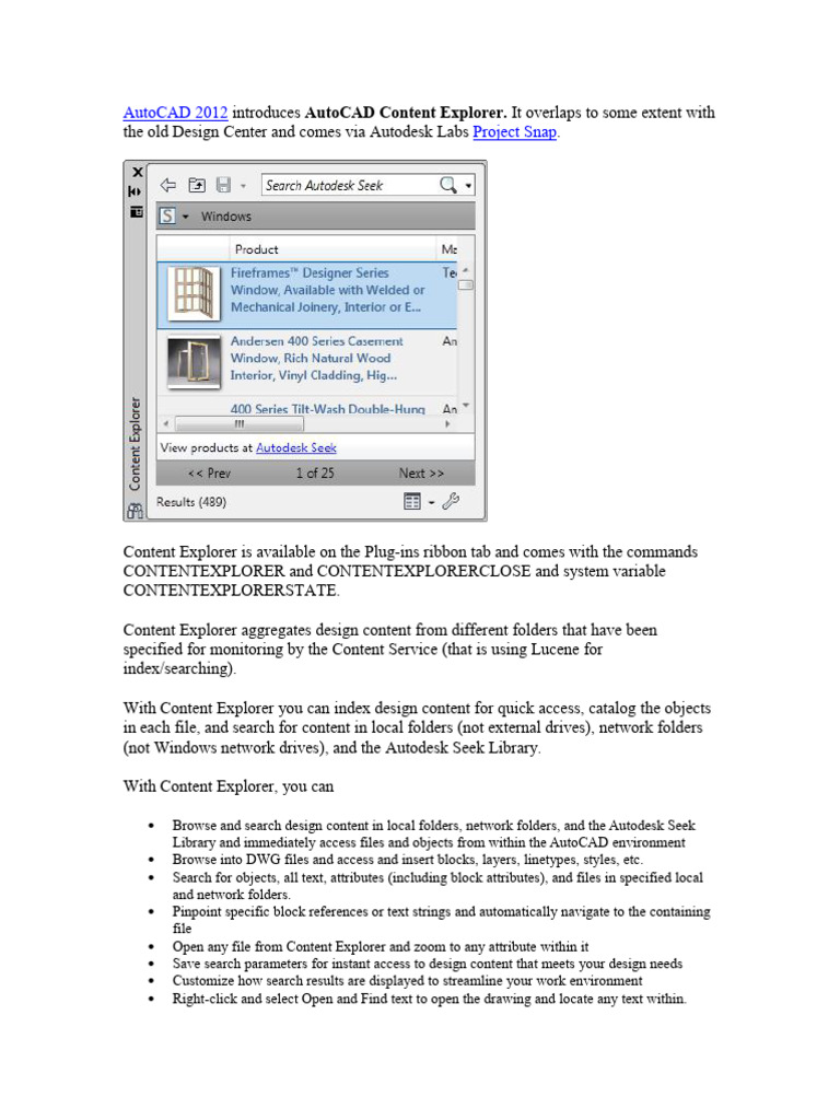AutoCAD Content Explorer | PDF | Auto Cad | Computer File