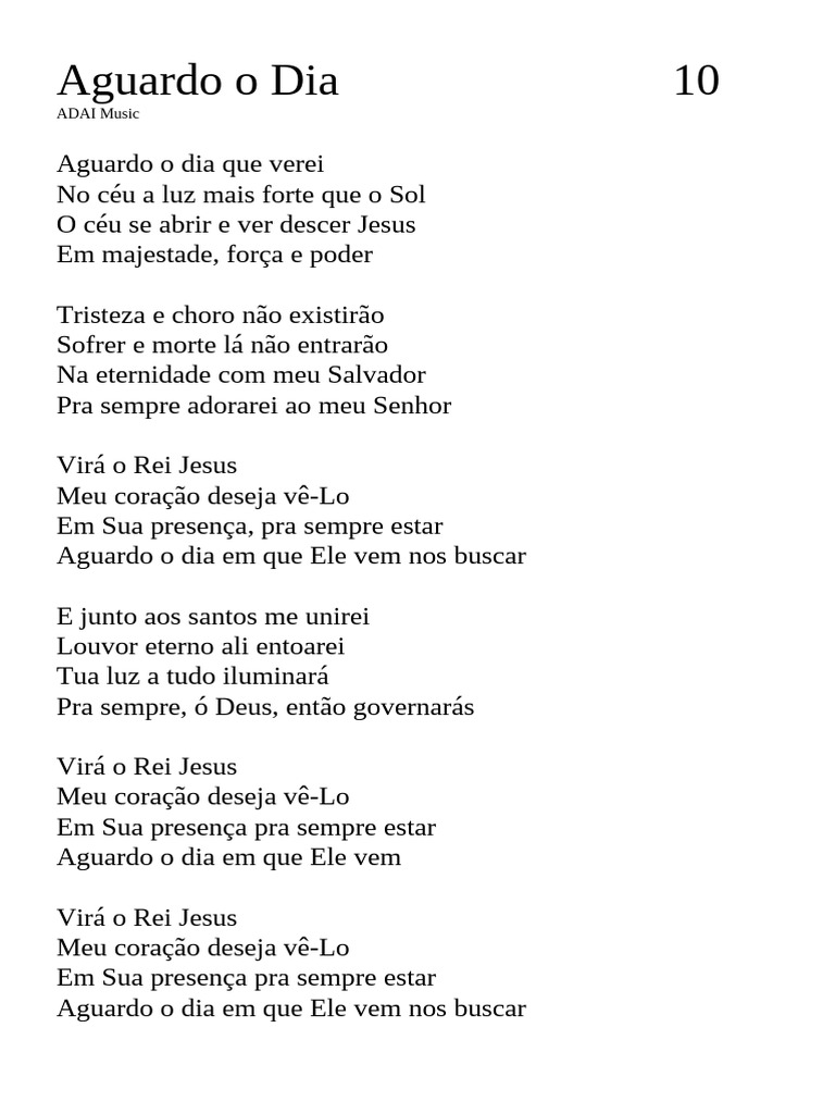 Aguardo o Dia - Adai Music - Pasta Pq | PDF