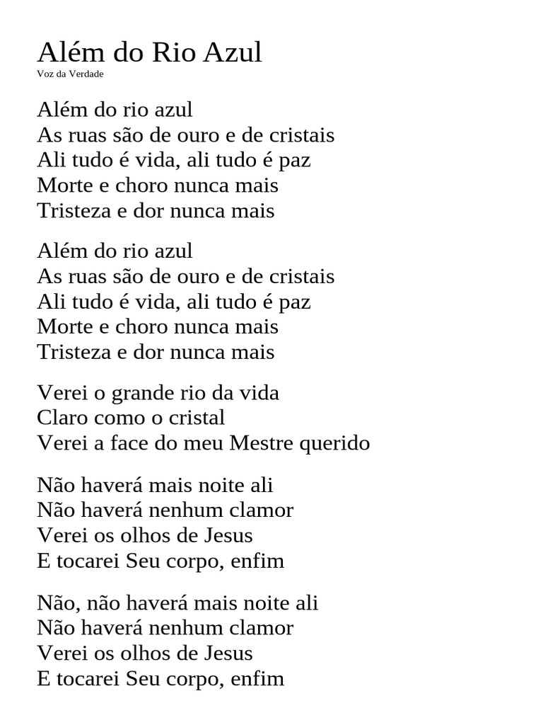 Além Do Rio Azul - Voz Da Verdade - Pasta Pq | PDF
