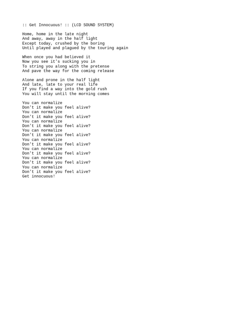 Get Innocuous - Lcd Sound System | PDF