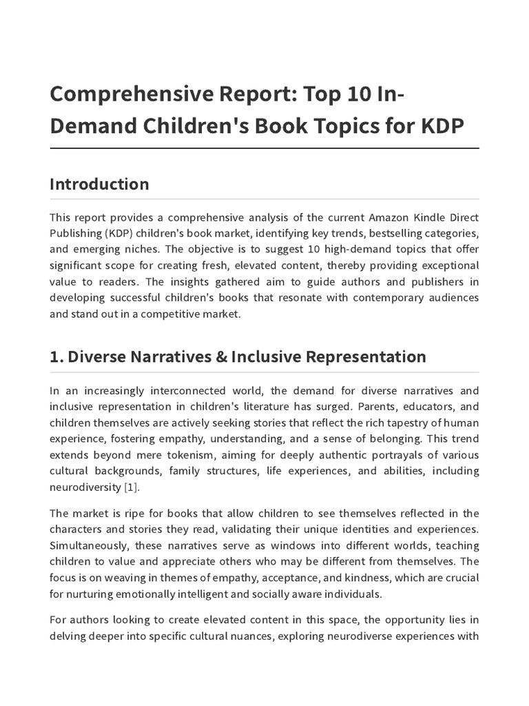 Top 10 Children's Book Topics for KDP | PDF | Narrative | Psychological ...
