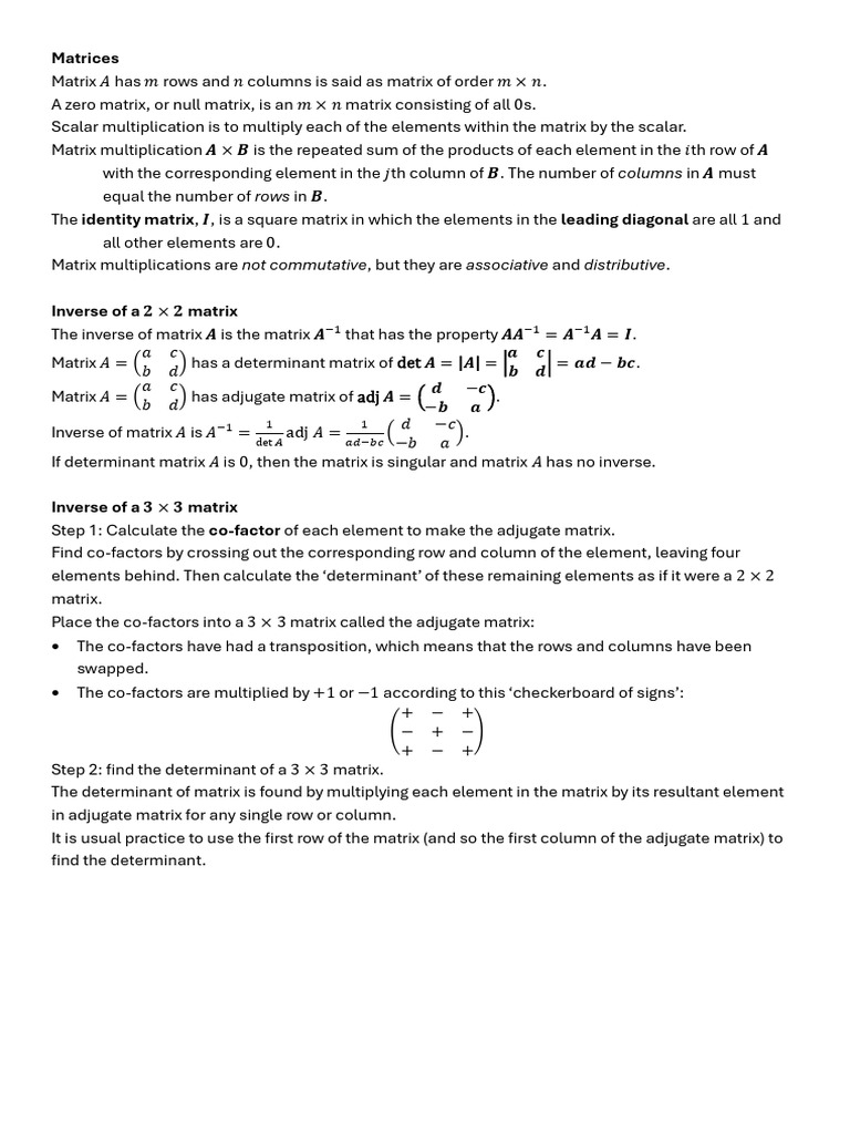 Further Math - Chapter 04 - Matrices | PDF | Matrix (Mathematics) | Determinant