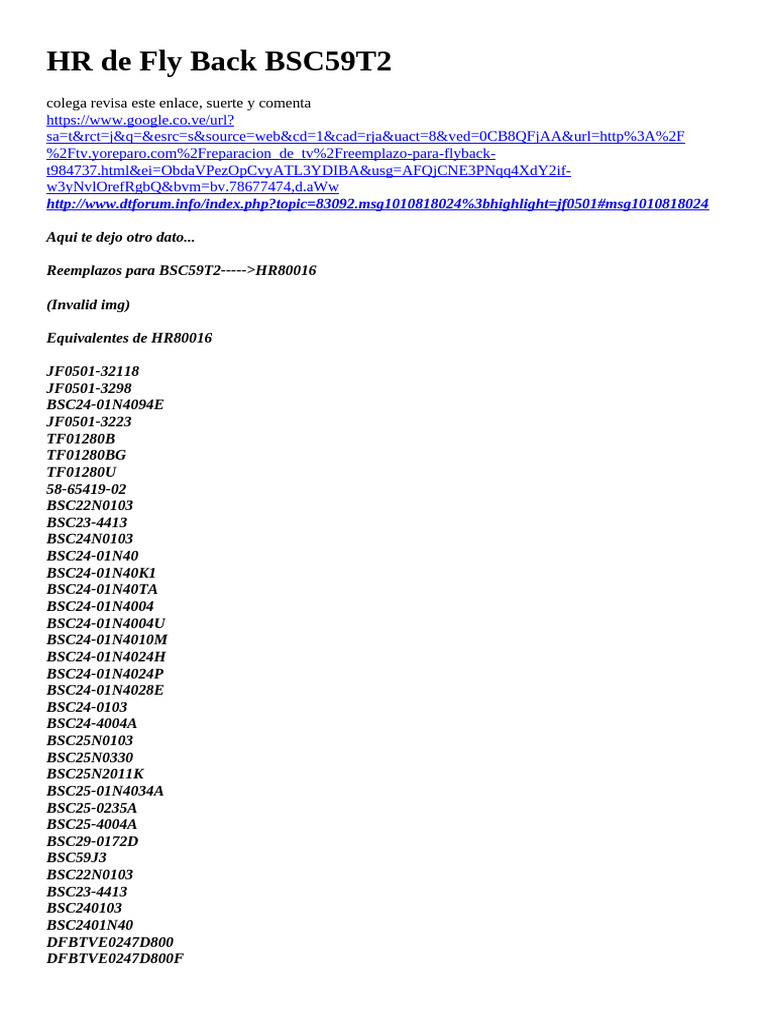 Hr de Fly Back Bsc59t2 | PDF