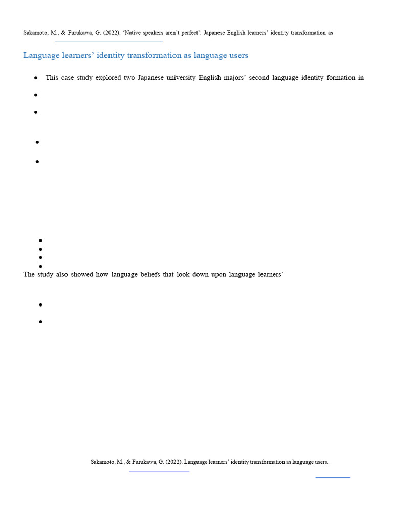 Japanese Learners' English Identity Shift | PDF | English As A Second ...