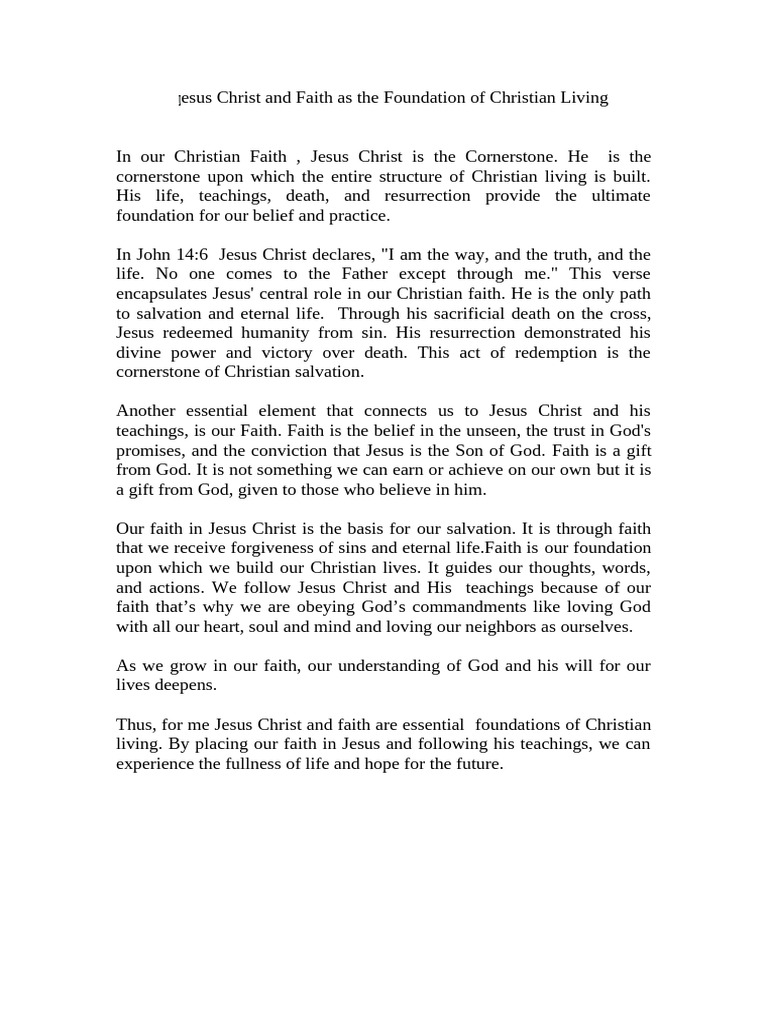 Jesus Christ and Faith as the Foundation of Christ | PDF