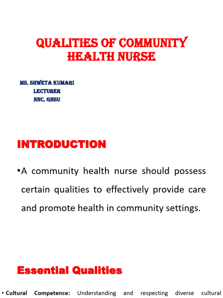 Essential Qualities of Community Health Nurses | PDF | Preventive ...