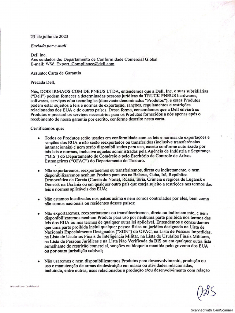 Carta Dell Assinado | PDF