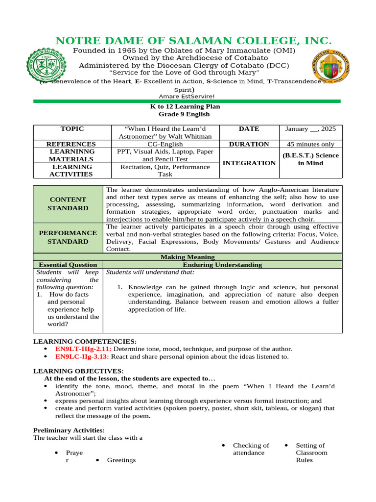 When I Heard The Learn'd Astronomer | PDF | Poetry | Learning