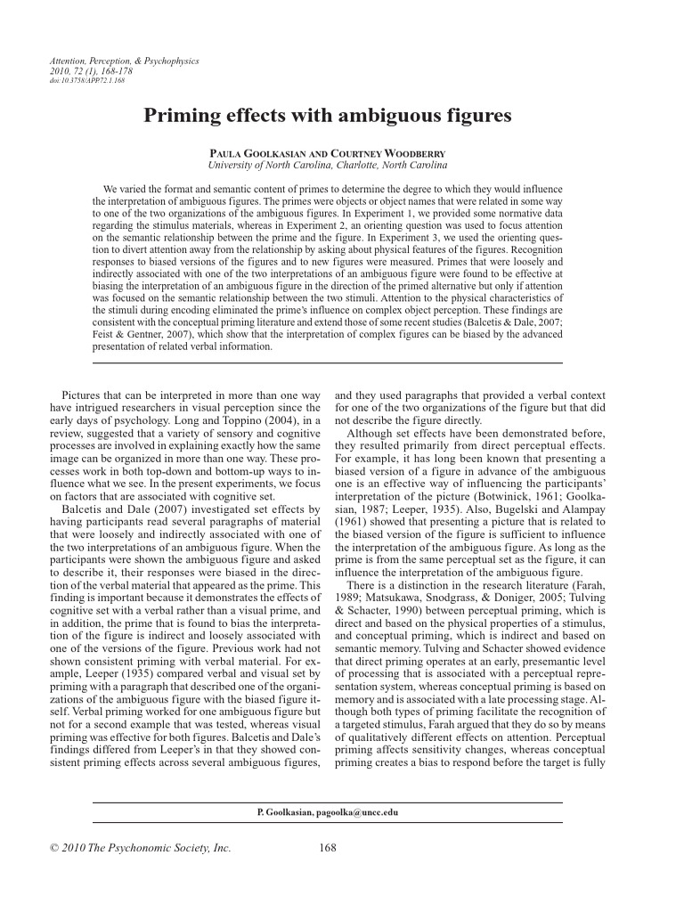 Priming Effects on Ambiguous Figures | PDF | Priming (Psychology ...