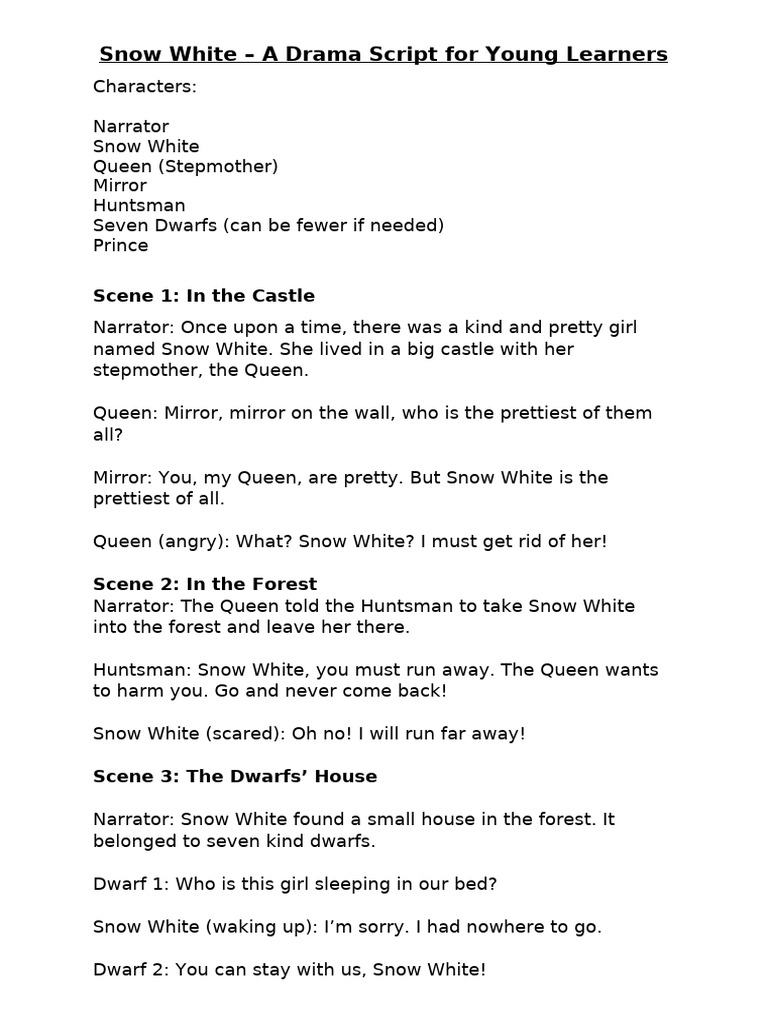 Snow White Drama Script for Kids | PDF