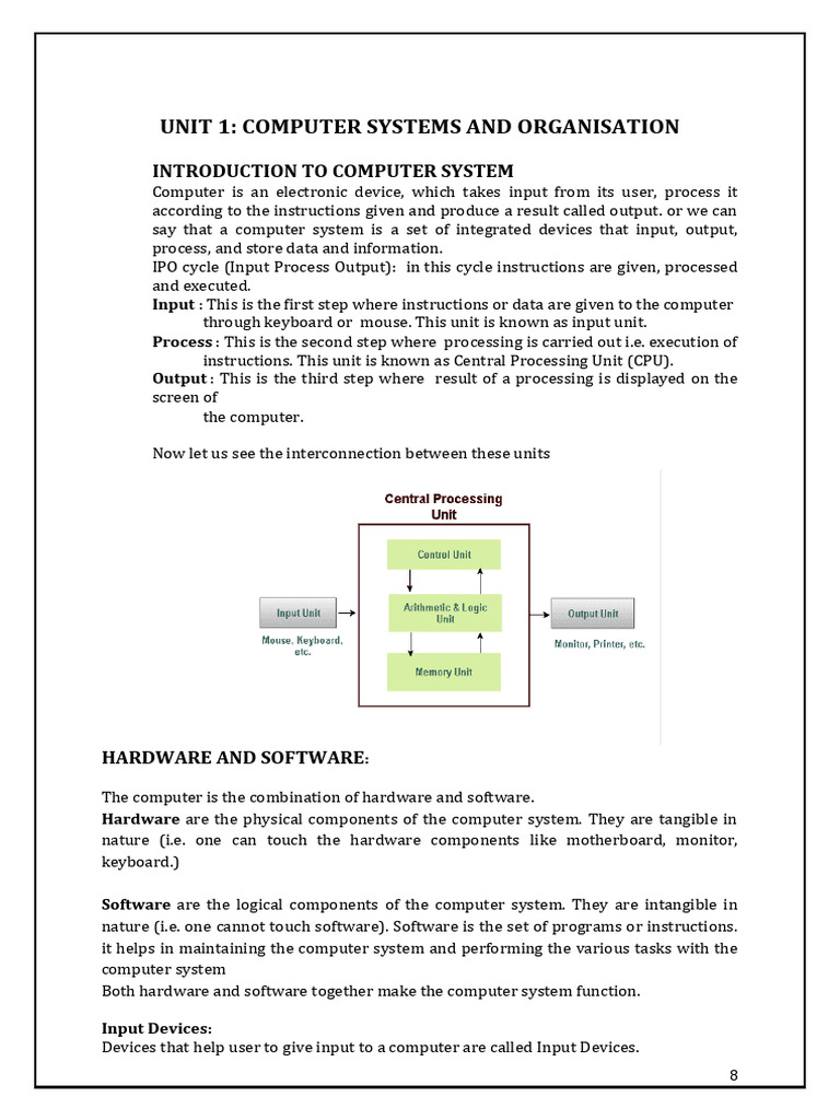 Unit 1_Computer Systems and Organisation_revision | PDF | Random Access ...