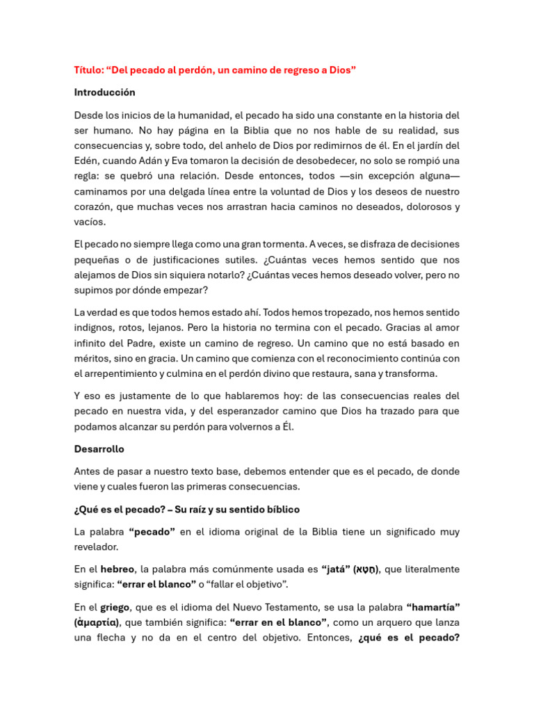 Camino del pecado al perdón divino | PDF | Pecado | Perdón