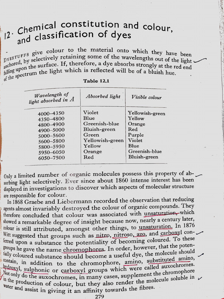Chemical Structure and Color of Dyes | PDF | Color | Dye