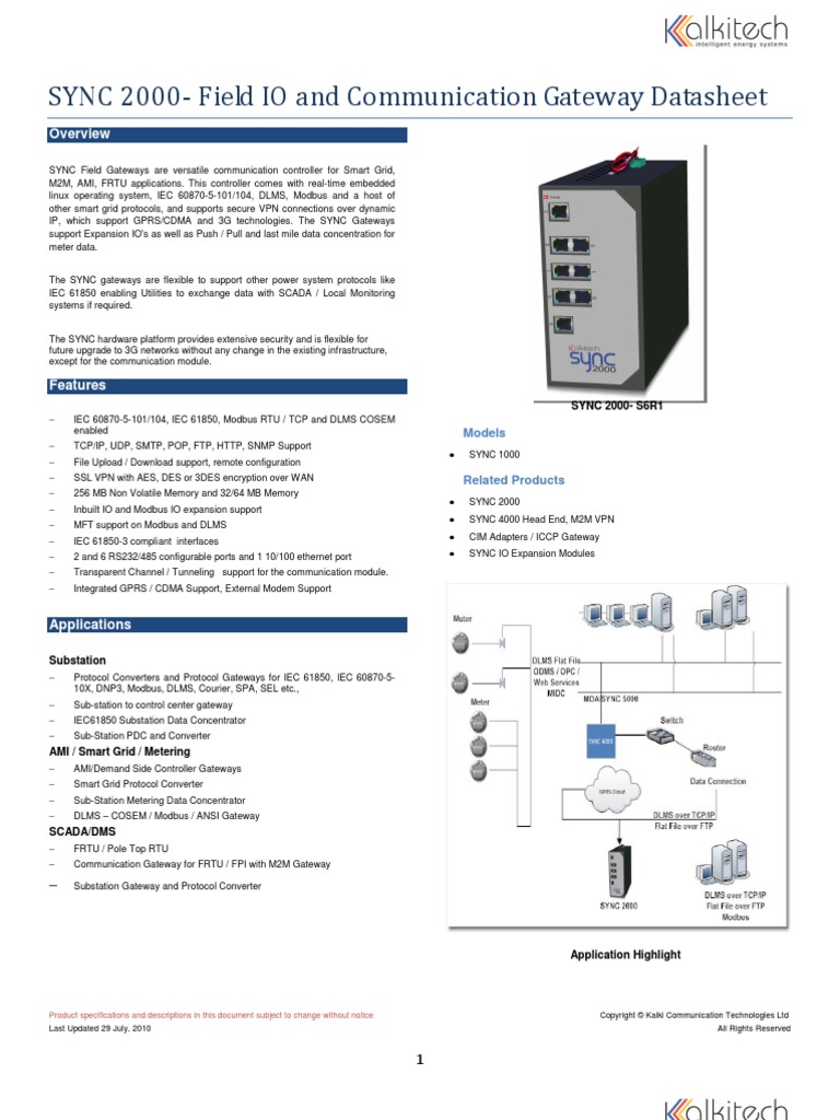 Datasheet SYNC 2000 | Internet Protocol Suite | Virtual Private Network