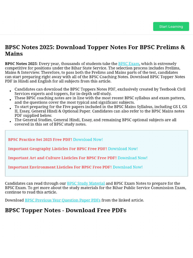 BPSC Notes 2025_ Download Topper Notes for BPSC Prelims & Mains | PDF