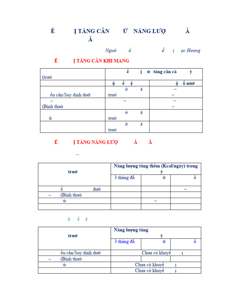 Khuyen Nghi Tang Can Va Muc Nang Luong Khau Phan Khi Mang Thai | PDF