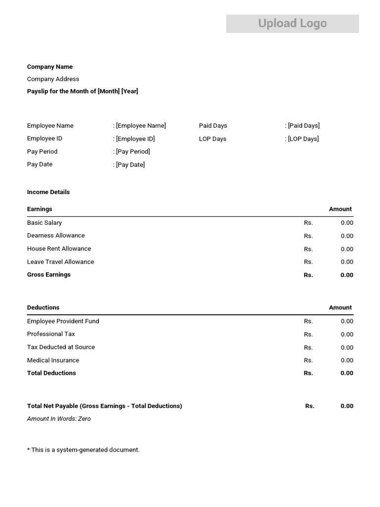 Monthly Payslip Summary Template | PDF