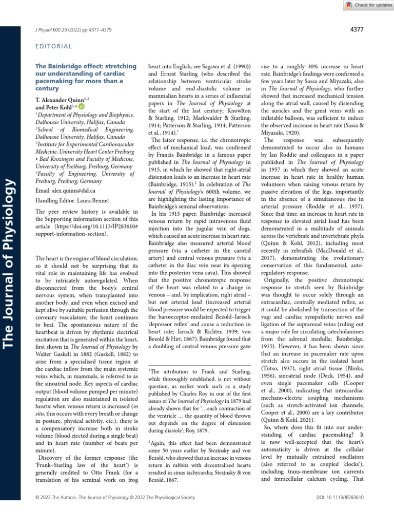 Journal of Physiology 2022 Bainbridge | PDF | Heart | Vein