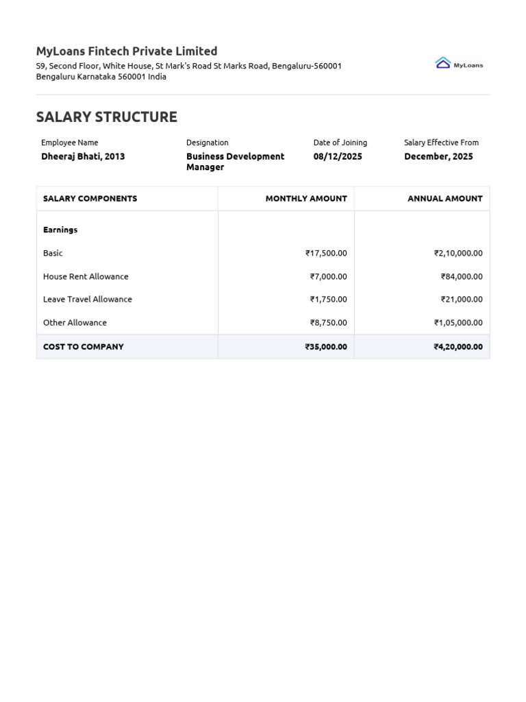 Salary Structure | PDF