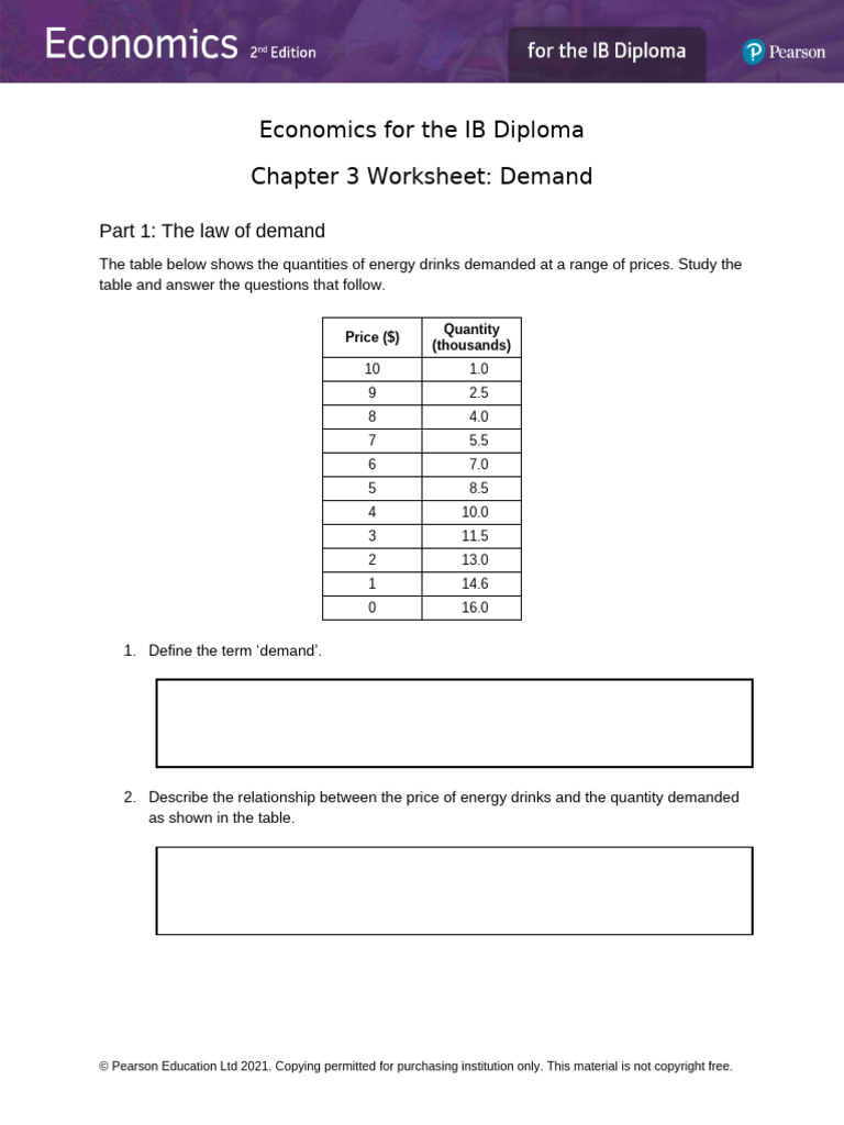Ib Economics Ch3 WKSHT Demand and Determinants of Demand Exercise | PDF ...