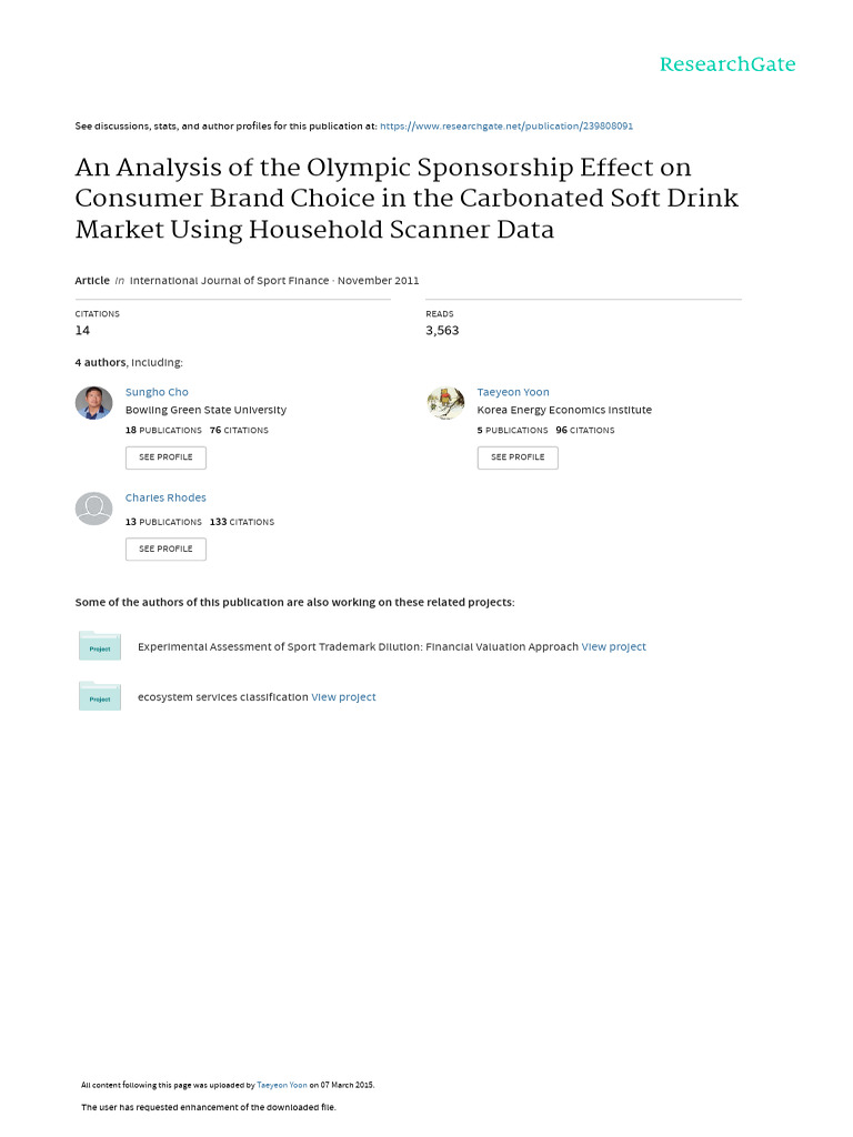 An Analysis of the Olympic Sponsorship Effect on Consumer Brand Choice ...