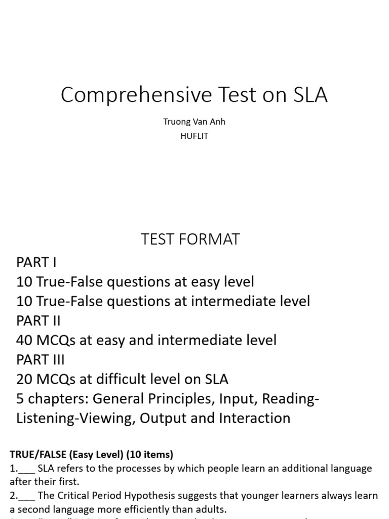 Comprehensive Test 1 | PDF | Second Language Acquisition | Language ...