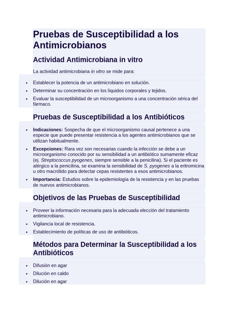 Pruebas de Susceptibilidad Microbiana | PDF | Penicilina | Microbiología