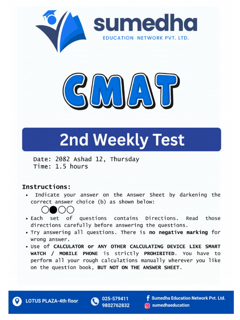 CMAT Mock Test Week 2 | PDF