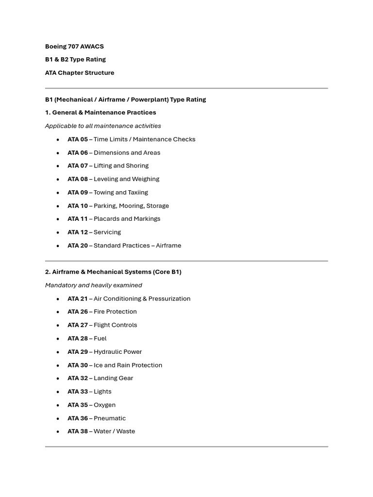Boeing 707 AWACS Type Rating Guide | PDF | Avionics | Engines