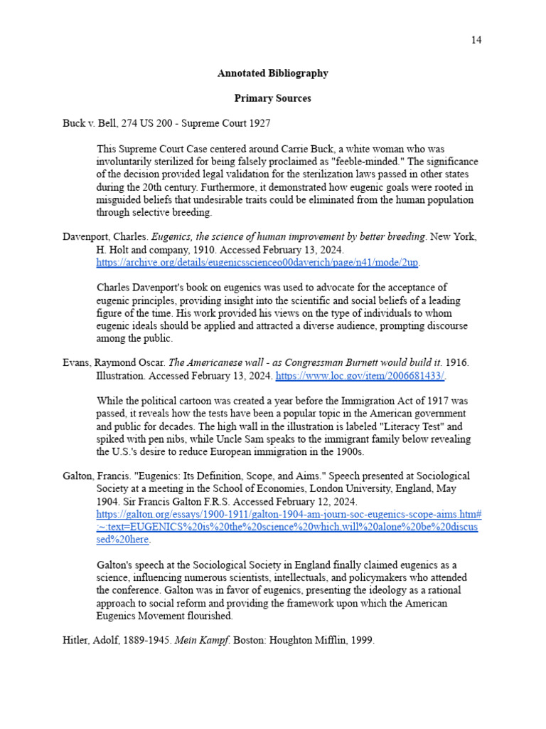 Bibliography Sample | PDF | Eugenics | Nazism