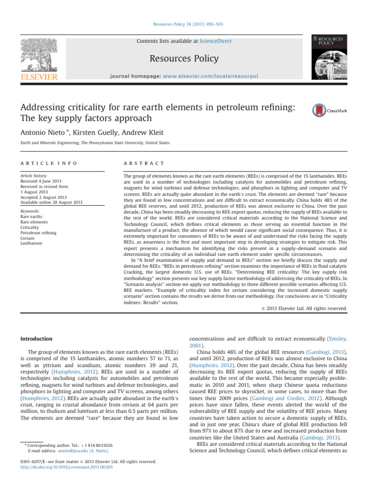 Rare Earth Elements in Petroleum Refining | PDF | Zeolite | Petroleum