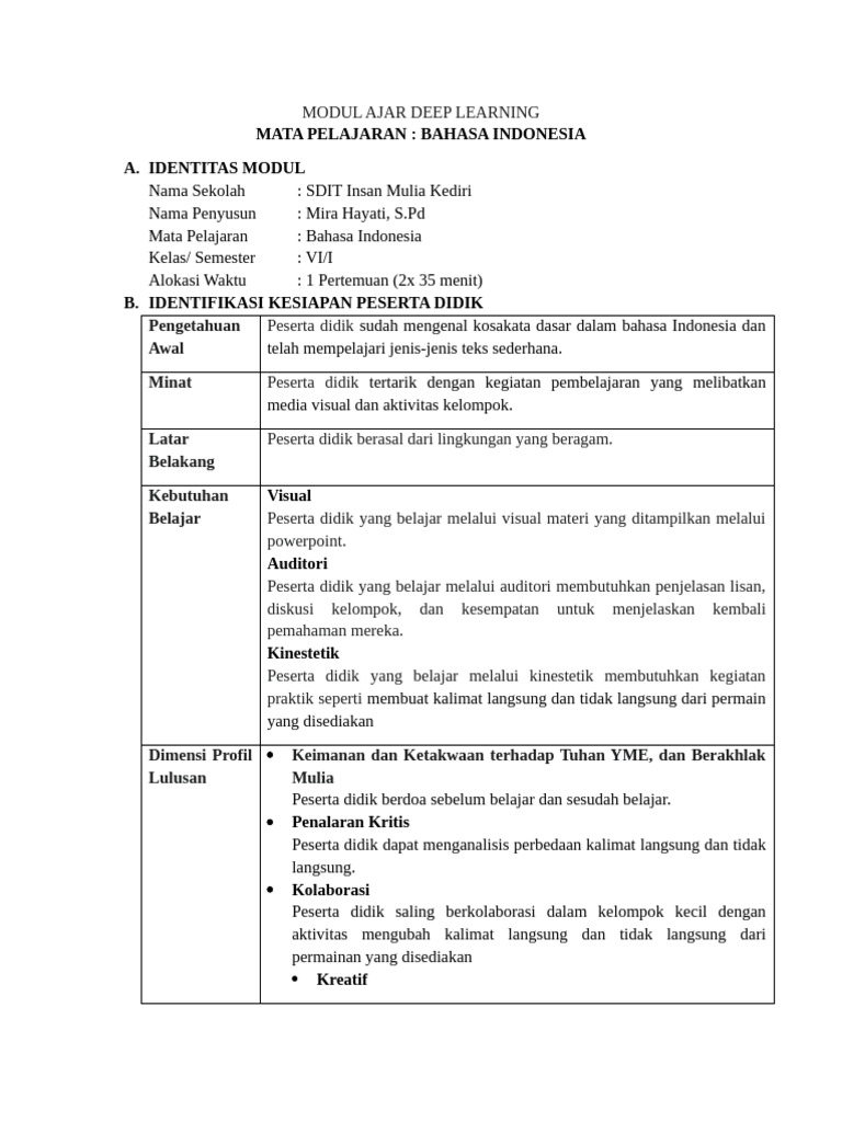 Contoh RPM Bahasa Indonesia | PDF